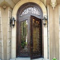 China Galvanized Wrought Iron Entrance doors Ornamental Steel Swing Front Main Door for sale