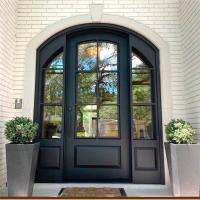 China Galvanized Wrought Iron Entrance doors Ornamental Steel Swing Front Main Door for sale