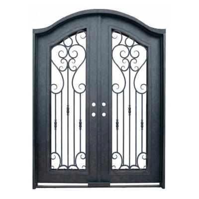 China Modern Design Custom Made Wrought Iron Pivot Entry Door With Factory Price For Residential Projects for sale
