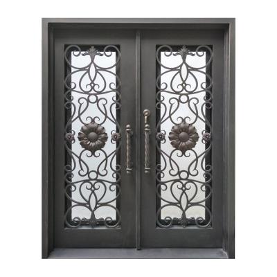 China Luxury Exterior Main Entry Wrought Iron Door New Iron Grill Door Designs for sale
