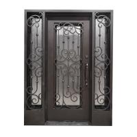 China Chineses Modern Exterior Wrought Iron Steel Main Entrance Doors Design Front Entry Metal Security Steel Door For Houses for sale