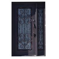 China Custom Design Entry Door Wrought Iron Fish Modern Double Front Entry Wrought Iron Door 60X80 Fish Exterior Wrought Iron Door for sale