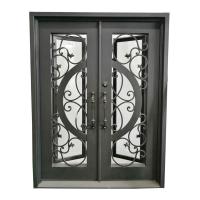 China European Security Home Arched Single Double Main Entrance Front Entry Wrought Iron Door Price for sale