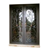 China European Security Home Arched Single Double Main Entrance Front Entry Wrought Iron Door Price for sale