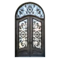 China European Security Home Arched Single Double Main Entrance Front Entry Wrought Iron Door Price for sale