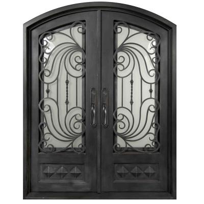 China Exquisitely Designed Modern Exterior Arches Double Front Main  Wrought Iron Exterior Door Design for sale