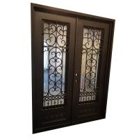 China Outdoor Villa Steel Glass Doors Windows Wrought Iron Front Glass Door Entrance Door Design for sale