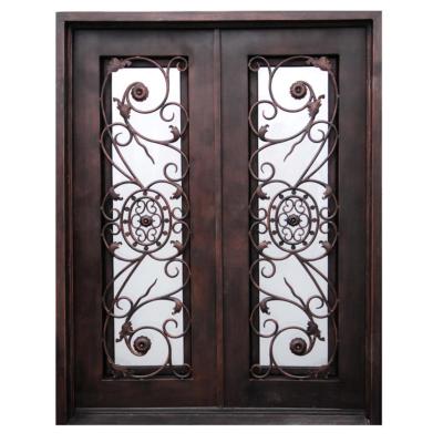 China China Cheap Price Modern Internal Fancy Metal Doors Interior Single Leaf Decorative Glass Wrought Iron Front Entry Door for sale