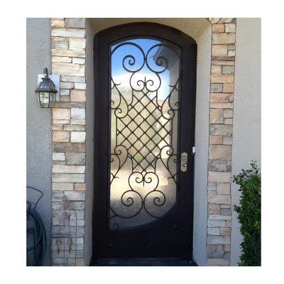 China Residential Main Front Entry Metal Doors Security Doors Design Exterior Entrance Double Wrought Iron Door for sale