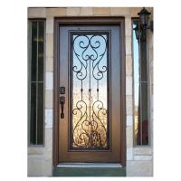 China Residential Main Front Entry Metal Doors Security Doors Design Exterior Entrance Double Wrought Iron Door for sale