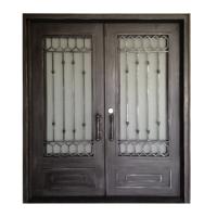 China Residential Main Front Entry Metal Doors Security Doors Design Exterior Entrance Double Wrought Iron Door for sale