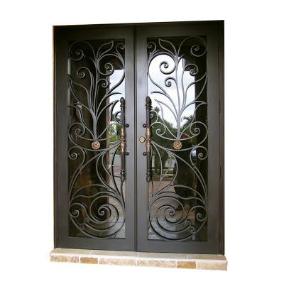 China Door New Exterior Main Entry Wrought Iron Luxury Swing Security Steel Door 3D Model Design Traditional Steel Wood Manual Desheng for sale