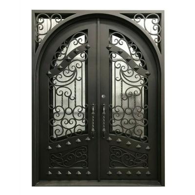 China French Large Entrance Door Luxury Alloy Entrance Doors Villa Twin Modern Wrought Iron Entry Door for sale
