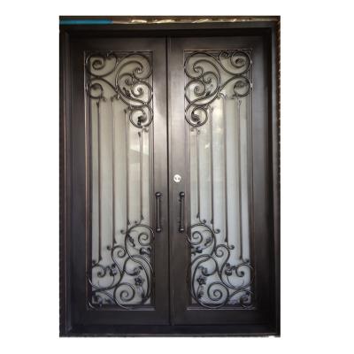 China New Wrought Iron Courtyard Door Exterior Doors Modern Main Gate Designs for sale