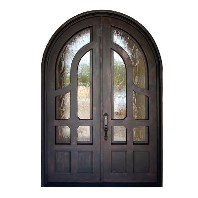 China European Luxury House Designs Door Main Security Front Entrance Gate Double Wrought Iron Doors French Iron Doors Exterior for sale
