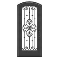 China Beautiful Iron Grill Door Design Main Entrance Wrought Iron Single Door for sale