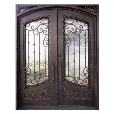 China Decorative Security Door/Wrought Iron Single Door/Iron Grill Door Designs With Glass for sale