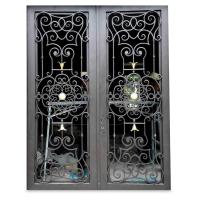 China Decorative Security Door/Wrought Iron Single Door/Iron Grill Door Designs With Glass for sale