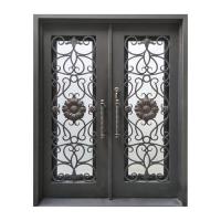 China Decorative Security Door/Wrought Iron Single Door/Iron Grill Door Designs With Glass for sale