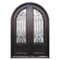 China Decorative Security Door/Wrought Iron Single Door/Iron Grill Door Designs With Glass for sale