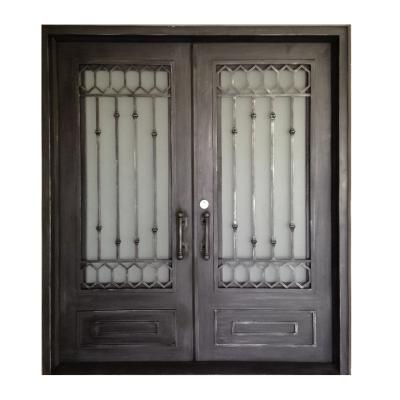China Williamarchi Classic Wrought Iron Bifold Door Insulated Double Glass Folding Patio Door for sale