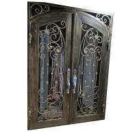China Williamarchi Classic Wrought Iron Bifold Door Insulated Double Glass Folding Patio Door for sale