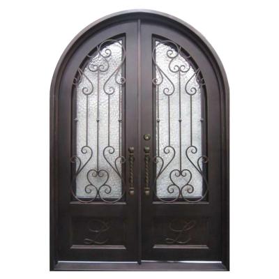 China French Front House Exterior Door  Wrought Iron And Entry Wooden Gate Stainless Steel Door Decorative Design Doors for sale