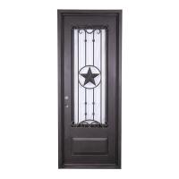 China Wrought Iron Gate Door With Double Glass Opening Window Forged Doors Modern Security Popular Wrought Iron Gate Doors for sale