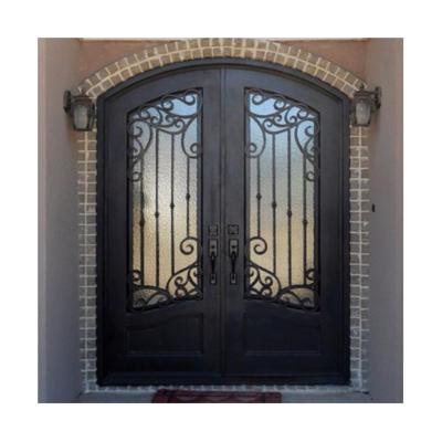 China Arches Laser Cut Nigeria Latest Design Modern Double Wrought Iron Door Designs for sale