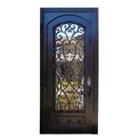 China Wrought Iron Wood Entry Door Wooden Doors For Villas Main Entrance for sale