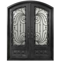 China Wrought Iron Wood Entry Door Wooden Doors For Villas Main Entrance for sale