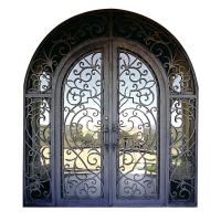 China New Modern Wrought Iron Front Door Swing Single Aluminum Frosted Glass Pivot Metal Steel Entry Doors For House Exterior Gate for sale
