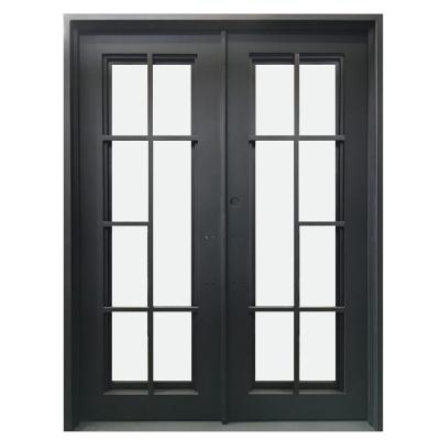 China Spain Classical Practical Black Color French Single Front Security Wrought Iron Door For Church for sale