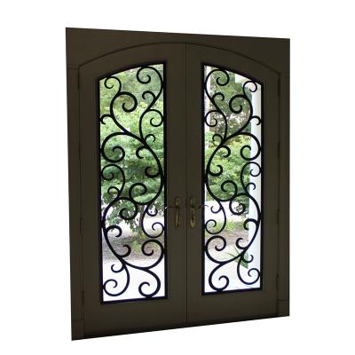 China Metal Exterior Glass Door Wrought Iron Door Designs Entrance Villa Iron Front Door for sale