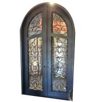 China Custom Modern Exclusive Door Exterior Front Entrance Security Luxury Decorative Wrought Iron Double Doors For Houses Villa for sale