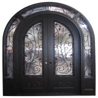 China Custom Modern Exclusive Door Exterior Front Entrance Security Luxury Decorative Wrought Iron Double Doors For Houses Villa for sale
