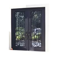 China Custom Modern Exclusive Door Exterior Front Entrance Security Luxury Decorative Wrought Iron Double Doors For Houses Villa for sale