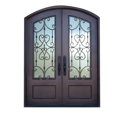 China Galvanized Cast Door Exterior Entrance Double Security Steel Metal  Front Wrought Iron Doors for sale