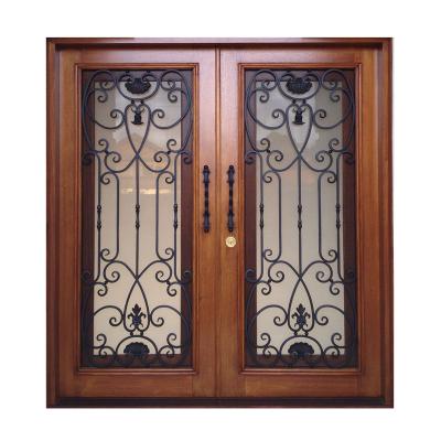 China Luxury High-End Front Double Door Entry Wrought Iron Door For Villa for sale