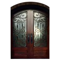 China Exterior Wrought Iron Entry Door Arch Front Entry Door With Side Open House Door for sale