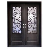 China Double Front Wrought Iron Door French Patio Steel Entry Exterior Entrance for sale