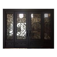 China Steel Security Wrought Iron Door French Steel Front Entry Door for sale