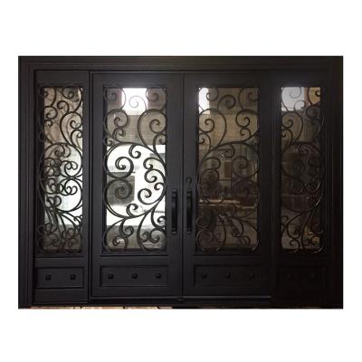 China Steel Security Wrought Iron Door French Steel Front Entry Door for sale