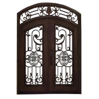 China Steel Security Wrought Iron Door French Steel Front Entry Door for sale