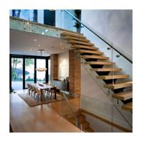 China Department wood gusset plate stair central keel center beam wood tread straight stair for sale