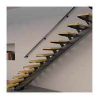 China China factory rubber wood step stairs central stringer wooden straight wood tread stairway for sale