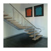 China 2023 indoor solid wood staircase designs mono beam wood treads straight stairs for sale