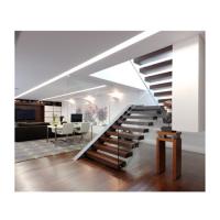 China 2023 indoor solid wood staircase designs mono beam wood treads straight stairs for sale