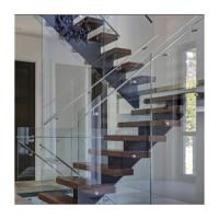 China House project wood and glass stairs indoor central stringer indoor steel wood straight stair case for sale