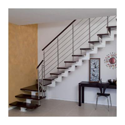China Factory seller wood staircase single keel height quality wood straight stair for sale